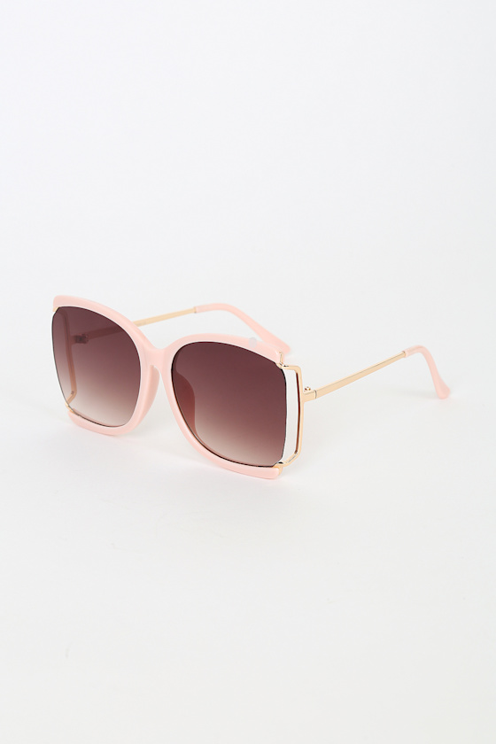 Retro-Inspired Sunglasses - Semi-Rimless Sunnies - Pink Sunnies - Lulus