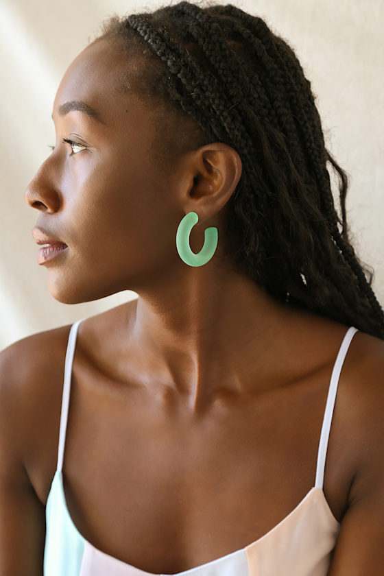 Translucent Turquoise Hoops - Jelly Hoops - Chunky Hoop Earrings - Lulus