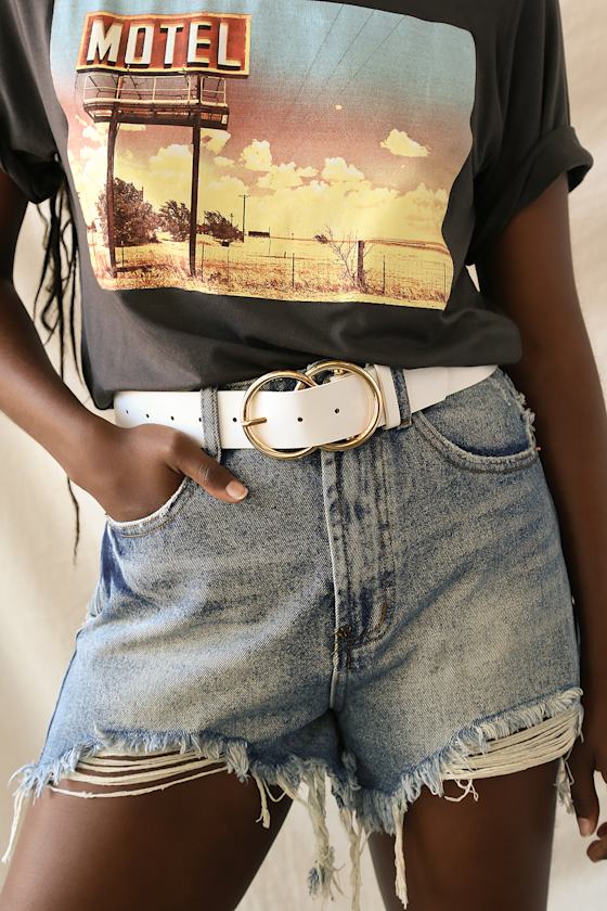 Double O Ring Belt White O Ring Belt Double Buckle Belt Lulus