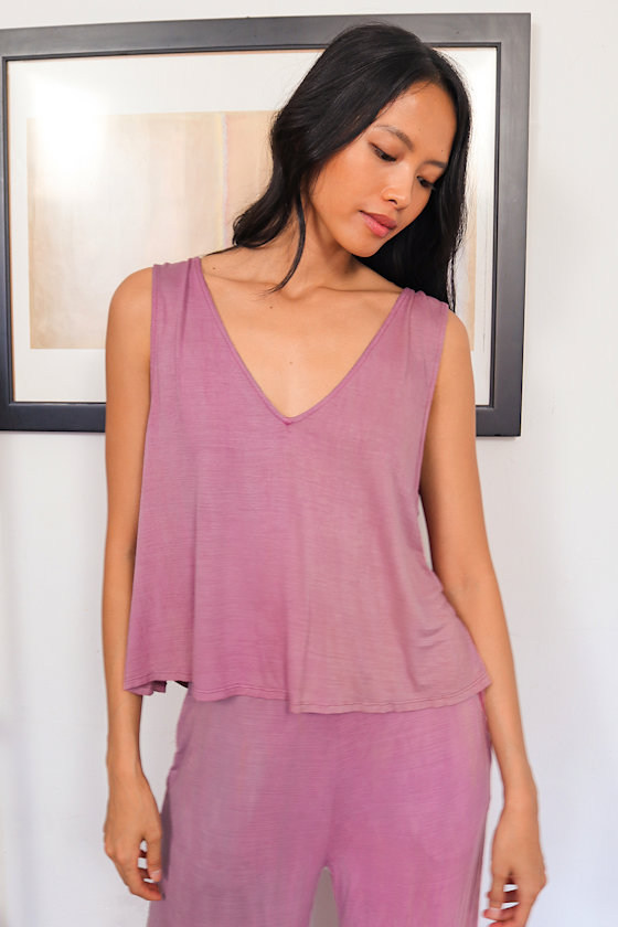 Trendy Mauve Tie-Dye Tank - Cropped Tank Top - Lounge Tank Top - Lulus
