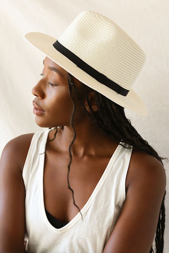Trendy Ivory Fedora Hat - Woven Sun Hat - Straw Fedora Sun Hat - Lulus