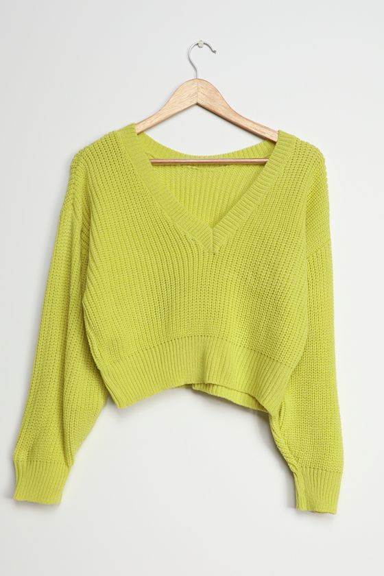 Chartreuse Sweater - Reversible Sweater - Cropped Sweater