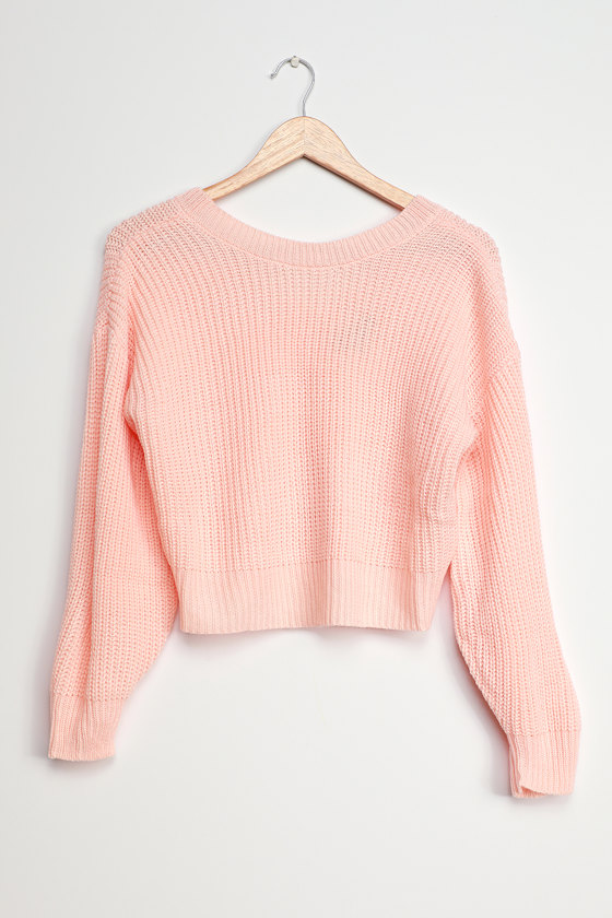 Light Pink Sweater - Reversible Sweater - Cropped Sweater