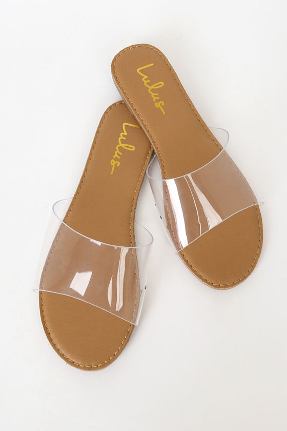 Cute Clear Slides - Flat Slide Sandals - Clear Slide Sandals - Lulus