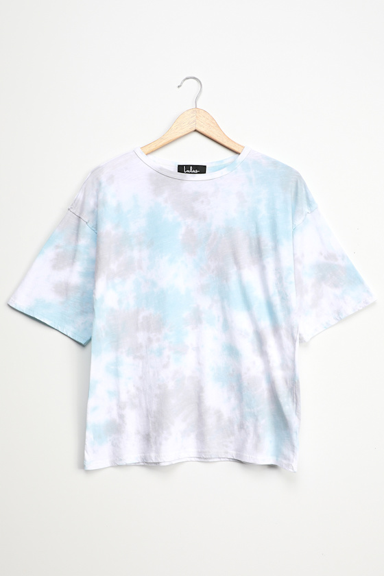 Cute Blue T-Shirt - Tie-Dye Tee - Short Sleeve Shirt - Lulus