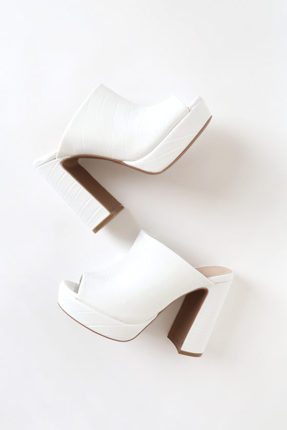 White Platform Mules - Croc Mules - Peep-Toe Mules - Mule Sandals - Lulus
