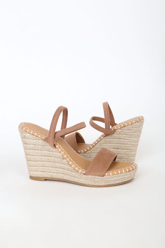 Camel Wedges - Espadrille Wedges - Wedge Sandals - Raffia Heels