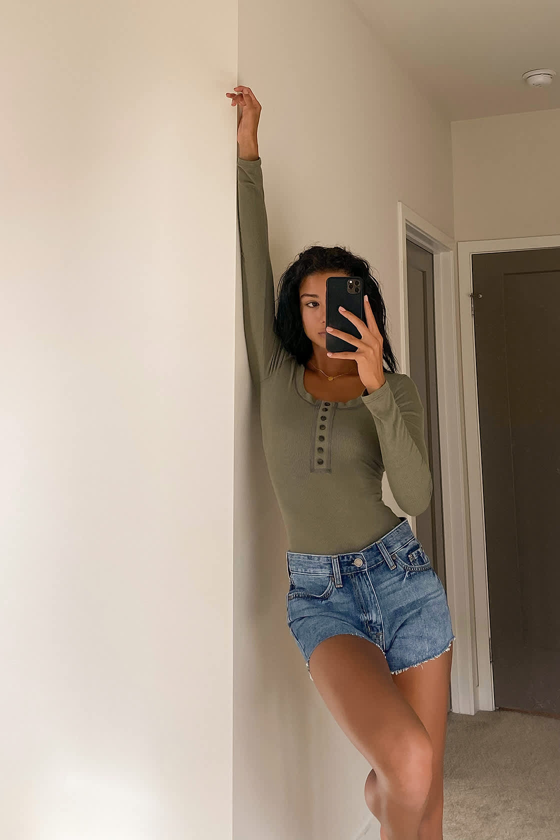 Long Sleeve Bodysuit - Henley Bodysuit - Olive Green Bodysuit - Lulus