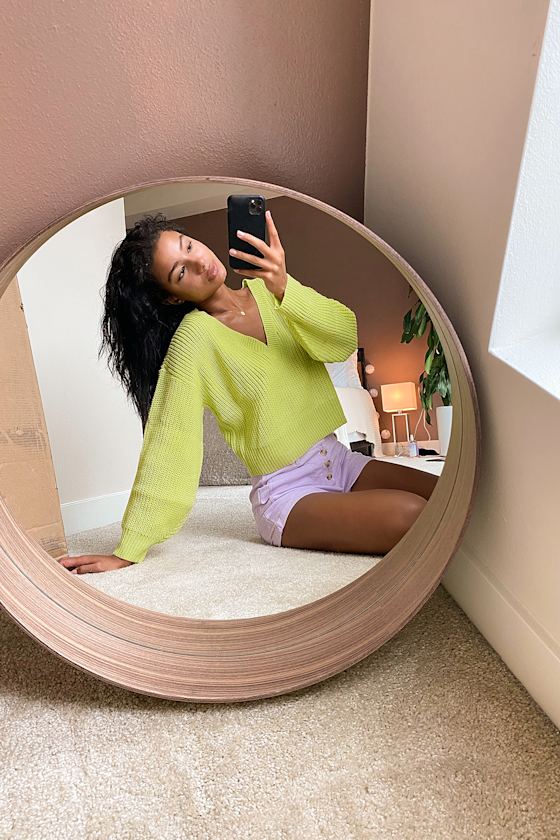 Chartreuse Sweater - Reversible Sweater - Cropped Sweater - Lulus