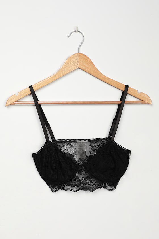 Sexy Black Bralette - Sheer Lace Bralette - Underwire Bralette
