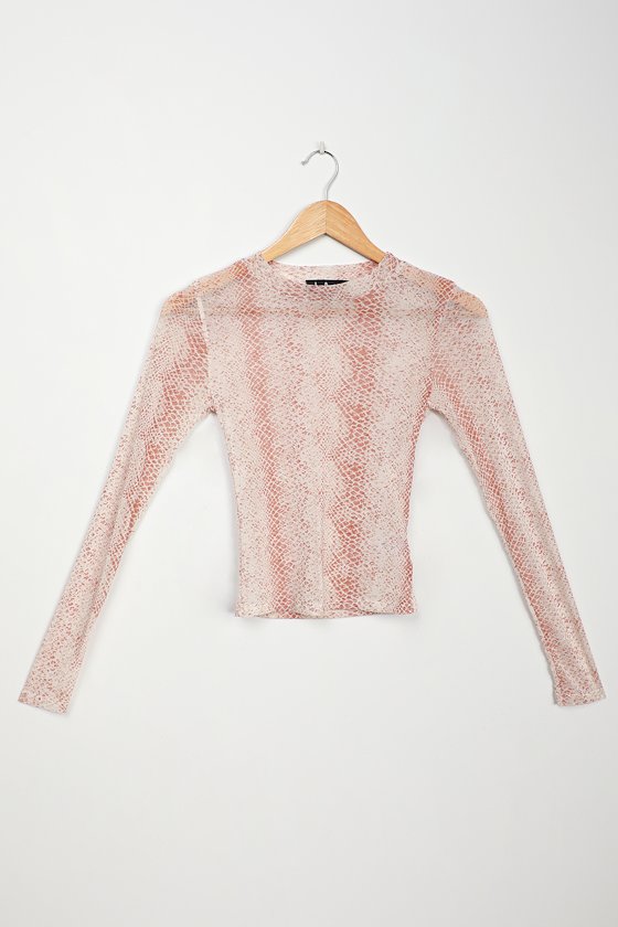 Sexy Mesh Top - Snake Print Mesh Top - Long Sleeve Mesh Top