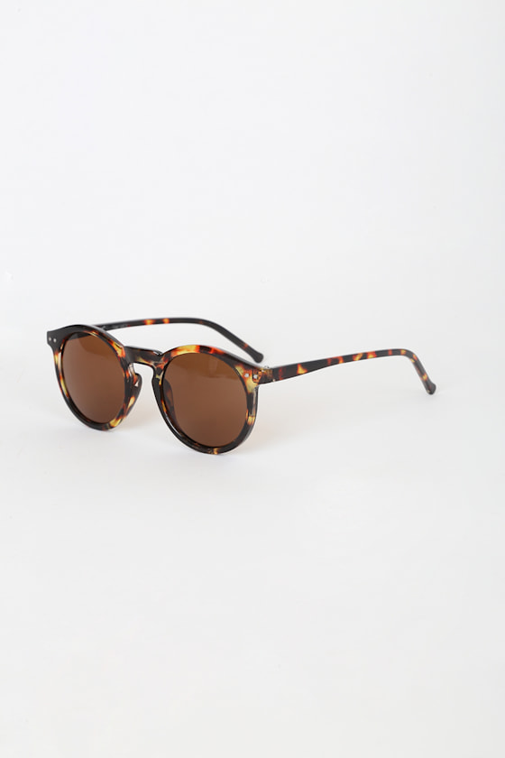 Brown Tortoise Sunglasses - Classic Sunglasses - Round Sunnies - Lulus
