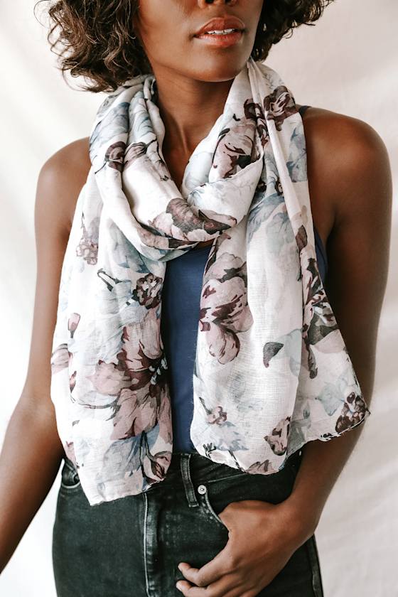 Blush Floral Print Scarf - Moody Floral Scarf - Lighweight Scarf - Lulus