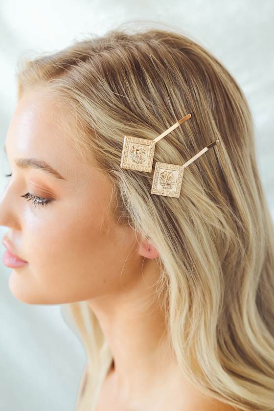 Chic Gold Hair Pin Set - Lion Hair Pin Set - Greek Key Hair Pins - Lulus