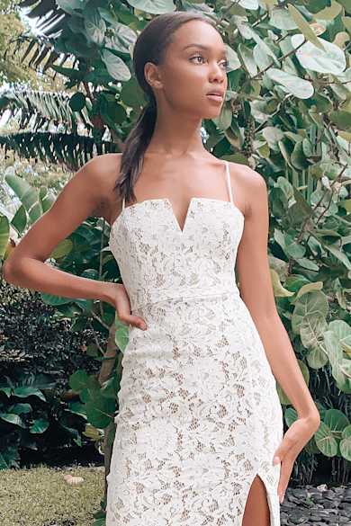 White Lace Dresses For Graduation