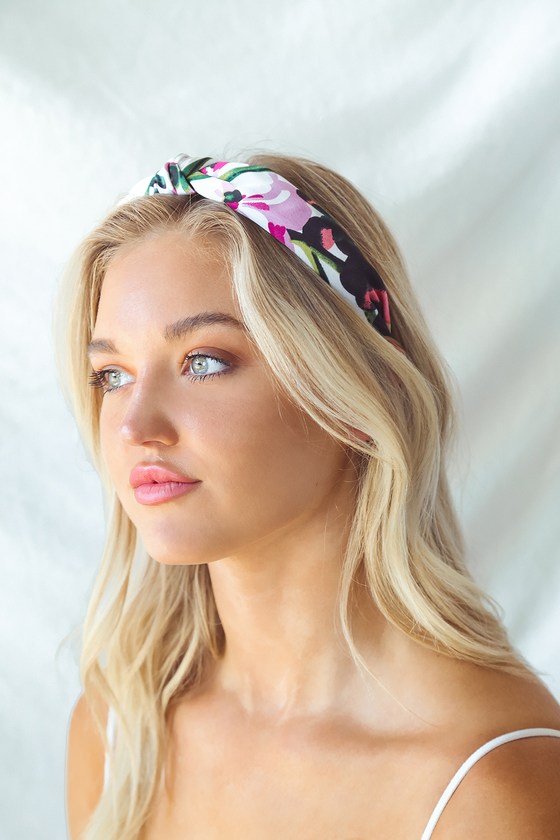 Casa Clara Leigh White Floral Print Headband Knotted Headband Lulus