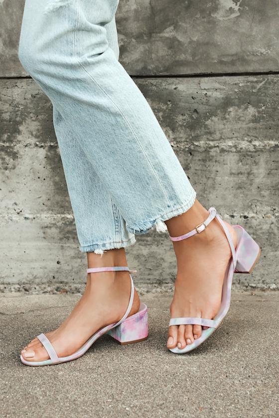Pink Tie-Dye Heels - 90s Shoes - Faux Heels - High Heel Sandals - Lulus