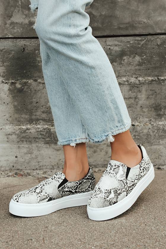 Stone and Black Snake Sneakers - Flatform Sneakers - Sneakers - Lulus