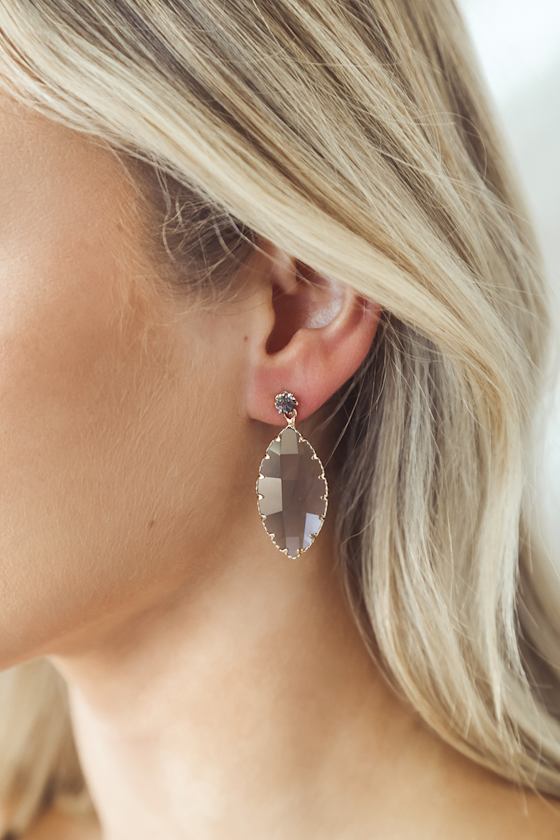 Grey Stone Earrings - Crystal Earrings - Grey Drop Earrings - Lulus