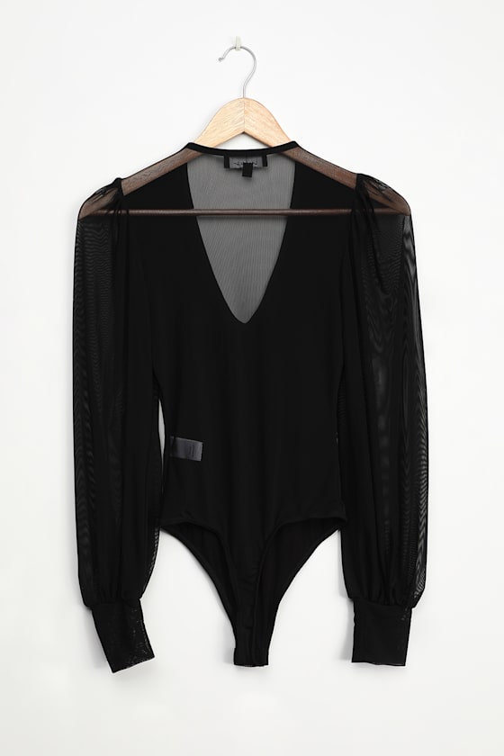 Sexy Mesh Bodysuit Puff Sleeve Bodysuit Long Sleeve Bodysuit Lulus