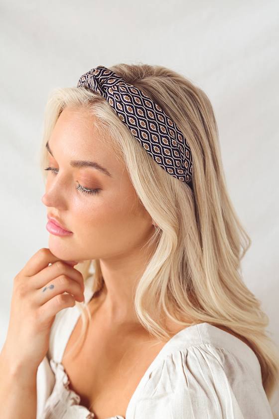 Trendy Print Headband Knotted Headband Black Headband Lulus
