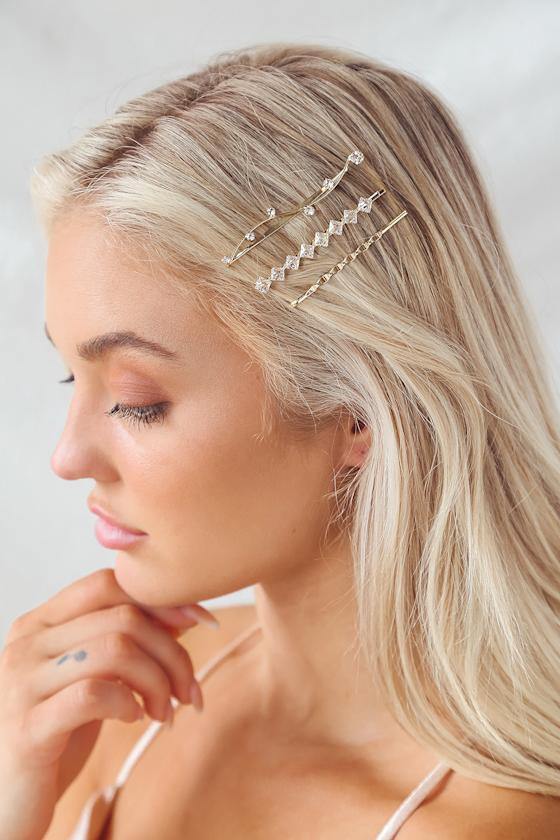 Gold Hair Pins - Rhinestone Hair Pins - Cubic Zirconia Hair Pins - Lulus