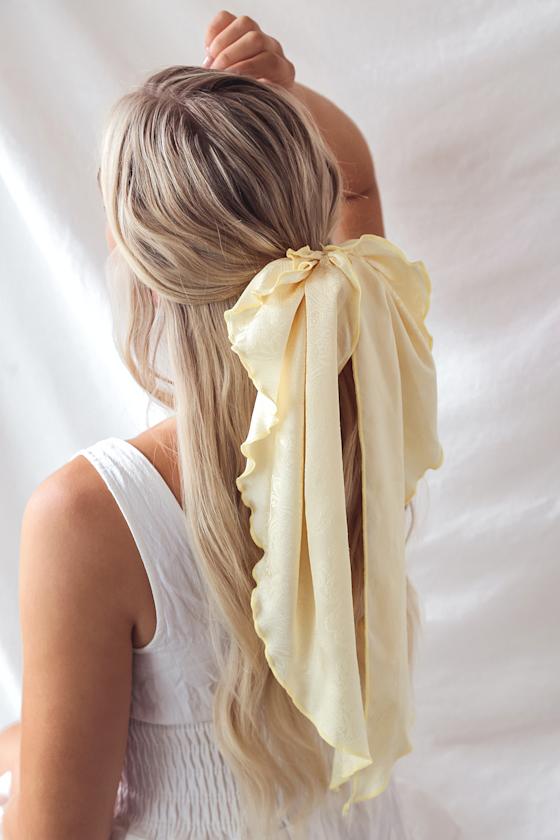 Light Yellow Hair Scarf - Satin Scrunchie - Ponytail Holder - Lulus
