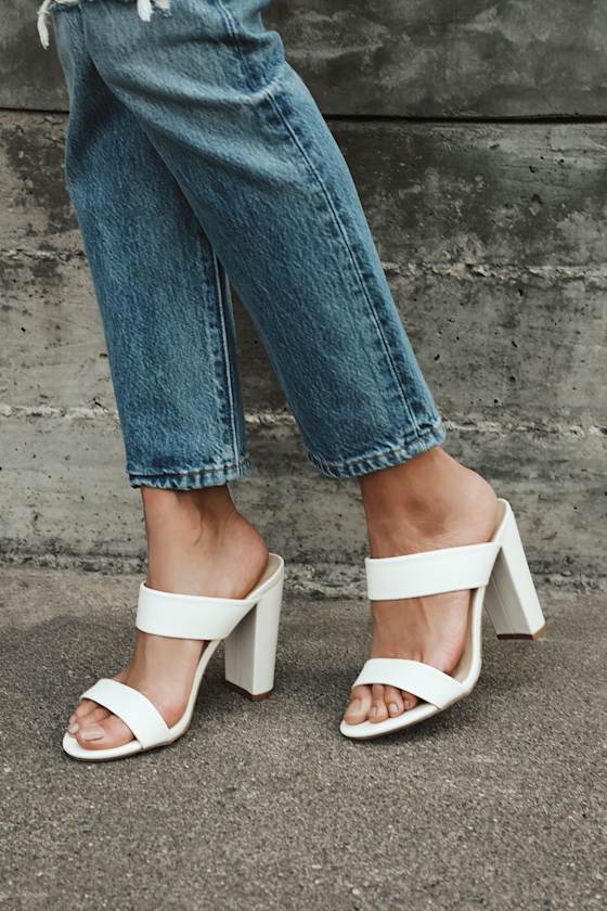 White Heels - High Heel Sandals - Faux Leather Heels - Lulus