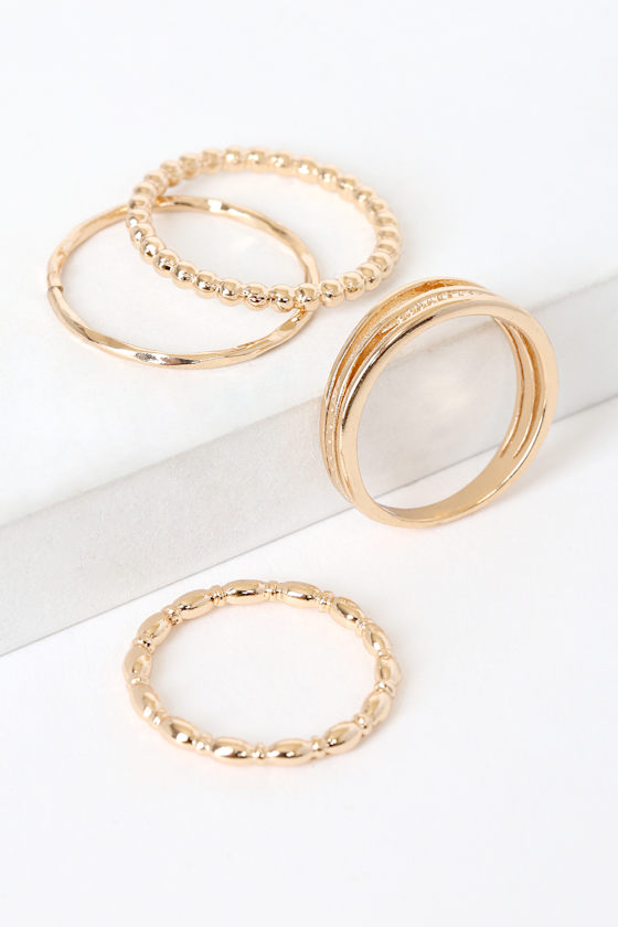 Gold Ring Set - Stacking Ring Set - 4 Piece Ring Set - Lulus