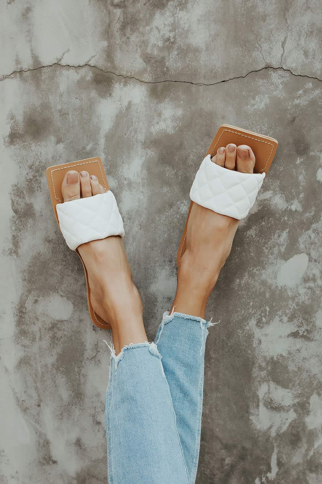 White Quilted Sandals - Trendy Slide Sandals - Square Toe Sandals - Lulus