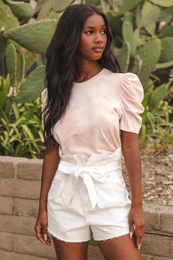 Blush Tie-Dye Tee - Trendy Puff Sleeve Top - Cotton Tie-Dye Top - Lulus