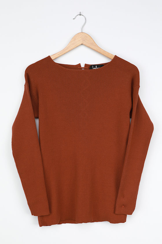 Rust Orange Sweater - Sweater Top - Lace-Up Back Sweater - Lulus