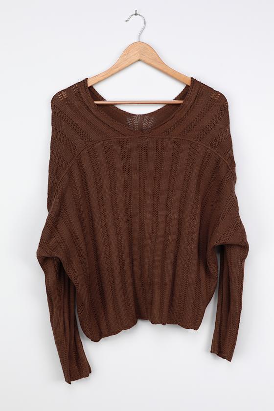 Trendy Brown Knit Sweater - Cropped Sweater - Knit Sweater Top - Lulus