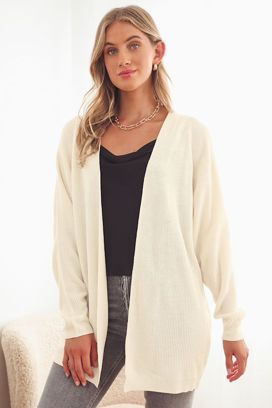 Cream Knit Cardigan - Open-Front Cardigan Sweater - Knit Sweater - Lulus