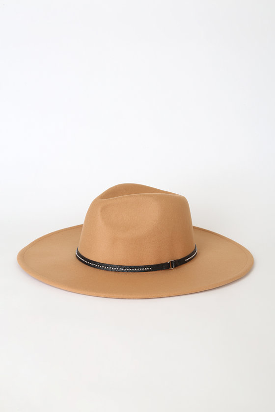 Tan Felt Hat - Wide Brim Hat - Studded Hat - Wool Hat - Lulus
