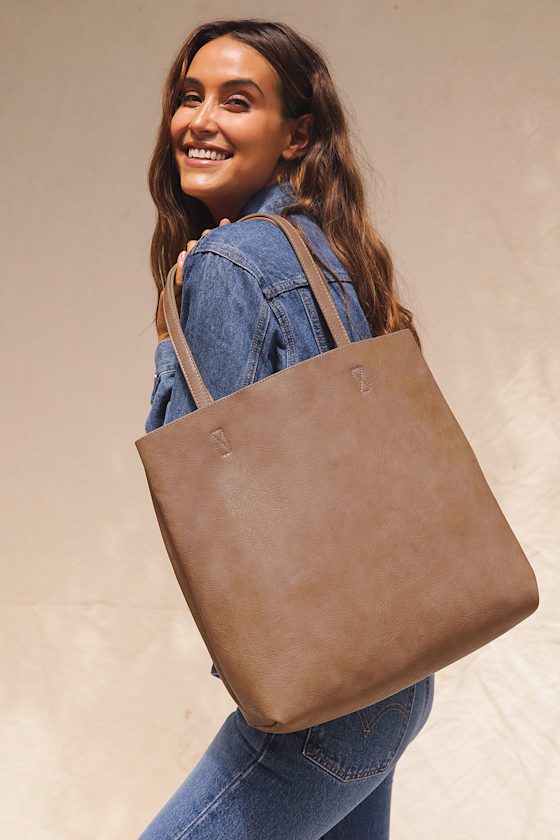 Chic Taupe Tote - Vegan Leather Tote Bag - Tan Handbag - Lulus