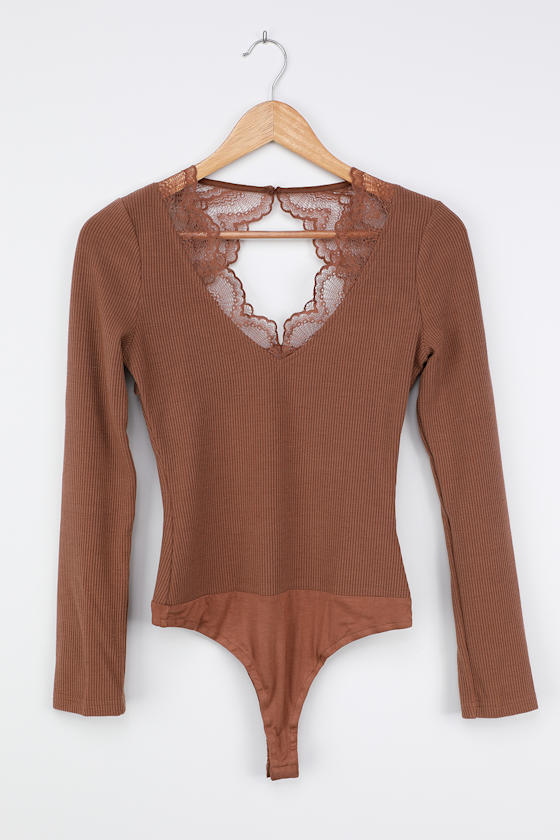 Sexy Light Brown Bodysuit - Open Back Bodysuit - Lace Bodysuit - Lulus