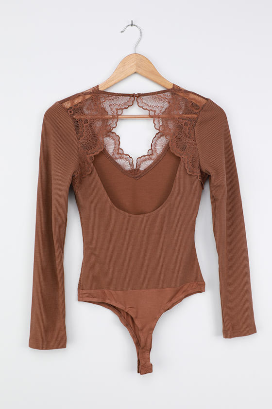 Sexy Light Brown Bodysuit - Open Back Bodysuit - Lace Bodysuit - Lulus