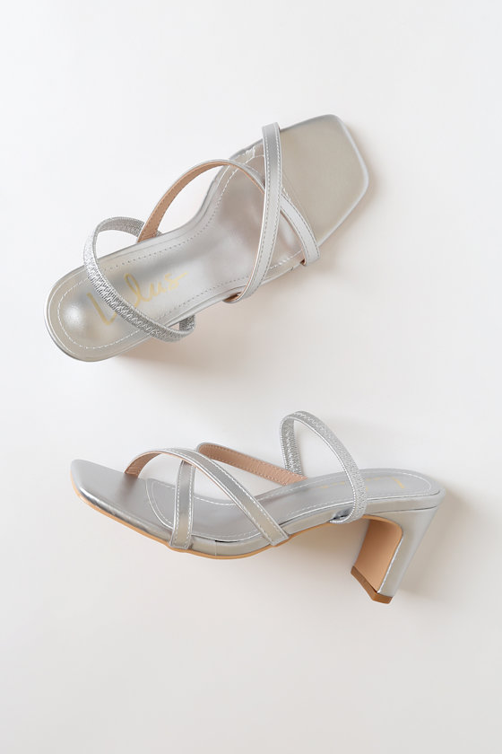 Silver Metallic Heels Strappy High Heels High Heel Sandals Lulus