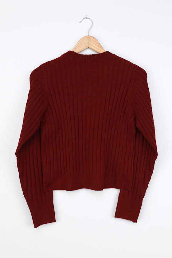 Burgundy Sweater - Ribbed Kit Sweater - Burgundy Ribbed Sweater - Lulus