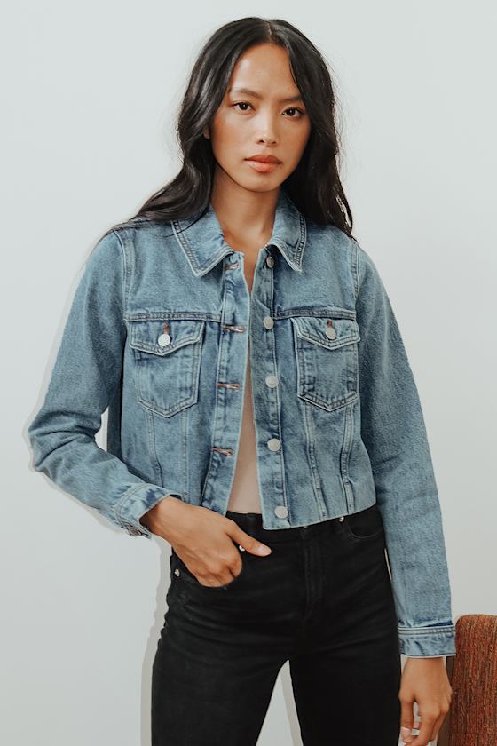 Vero Moda Mikky - Cropped Denim Jacket - Light Wash Denim Jacket - Lulus