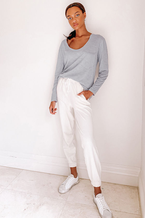 Light Grey Top - Basic Long Sleeve Top - Scoop Neck Top - Lulus