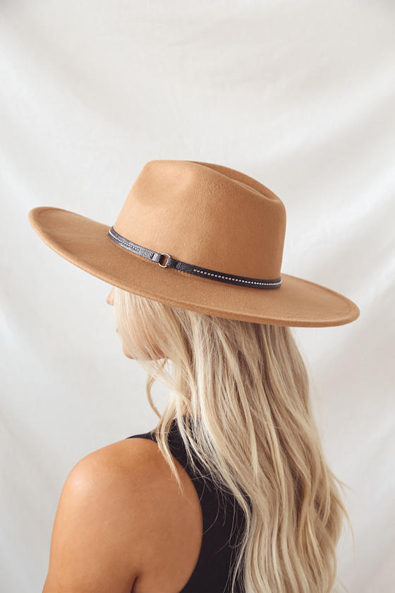 Tan Felt Hat - Wide Brim Hat - Studded Hat - Wool Hat - Lulus