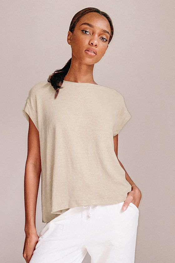 Heather Beige Tee - Dolman Sleeve Top - Comfy Oversized Tee - Lulus
