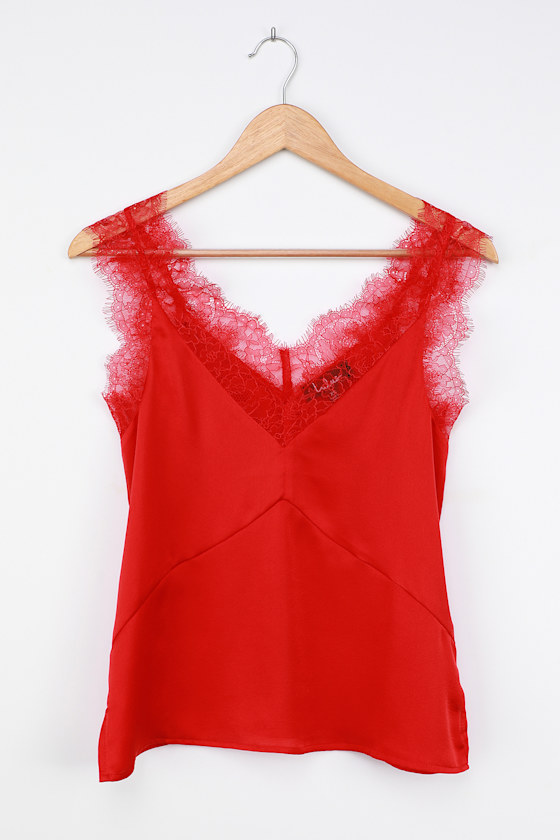 Sexy Red Cami Lace Cami Top Lace Tank Top Red Tank Top Lulus