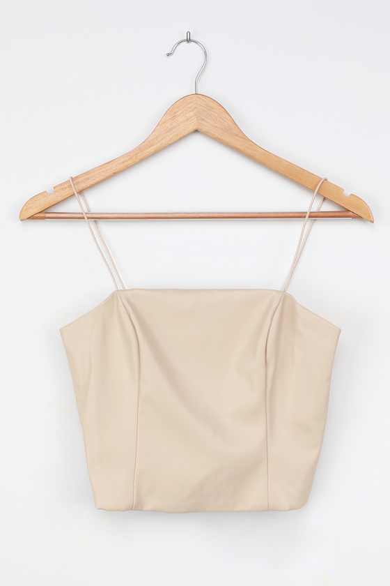 Beige Leather Top - Vegan Leather Cami - Sexy Cropped Tank Top - Lulus