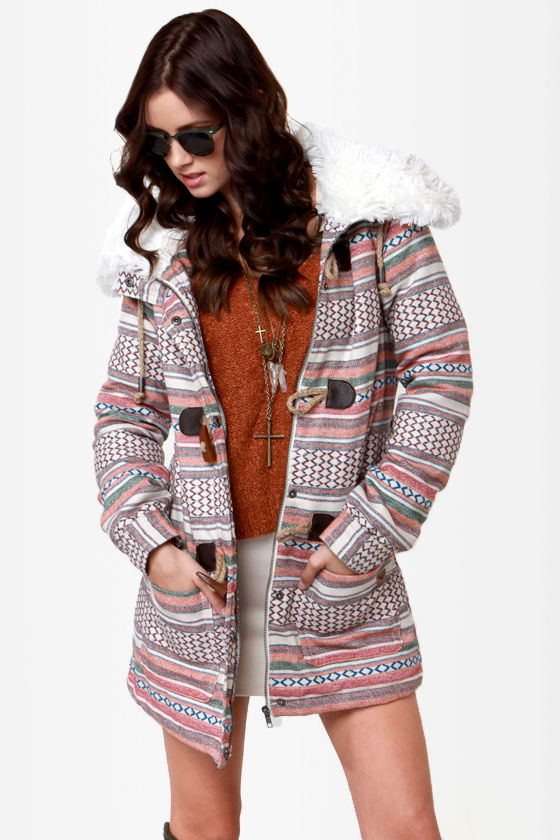 Roxy Chestnut Way Coat - Print Coat - Hooded Coat - $139.50 - Lulus
