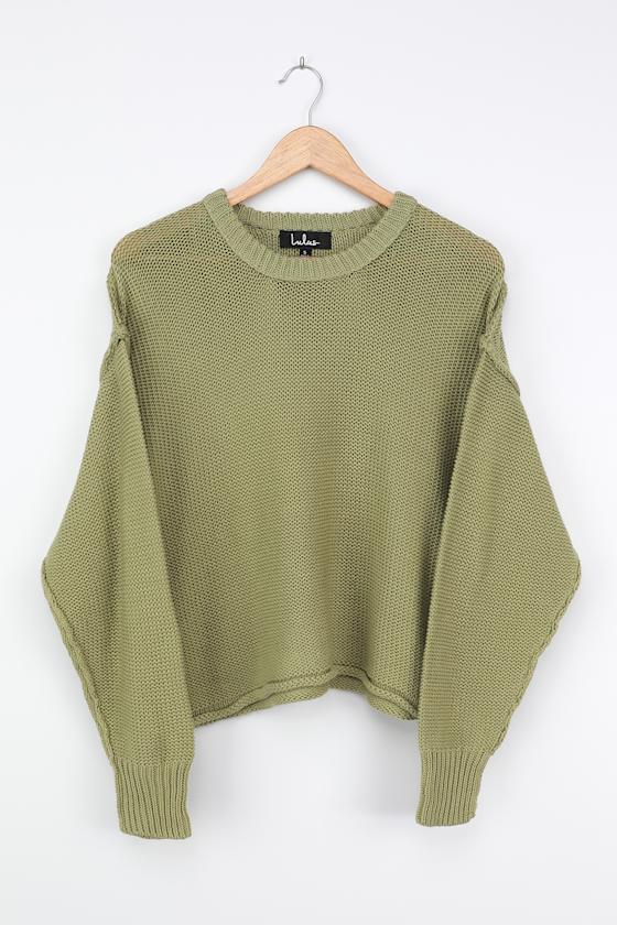 Light Green Sweater - Chunky Knit Sweater - Oversized Sweater - Lulus