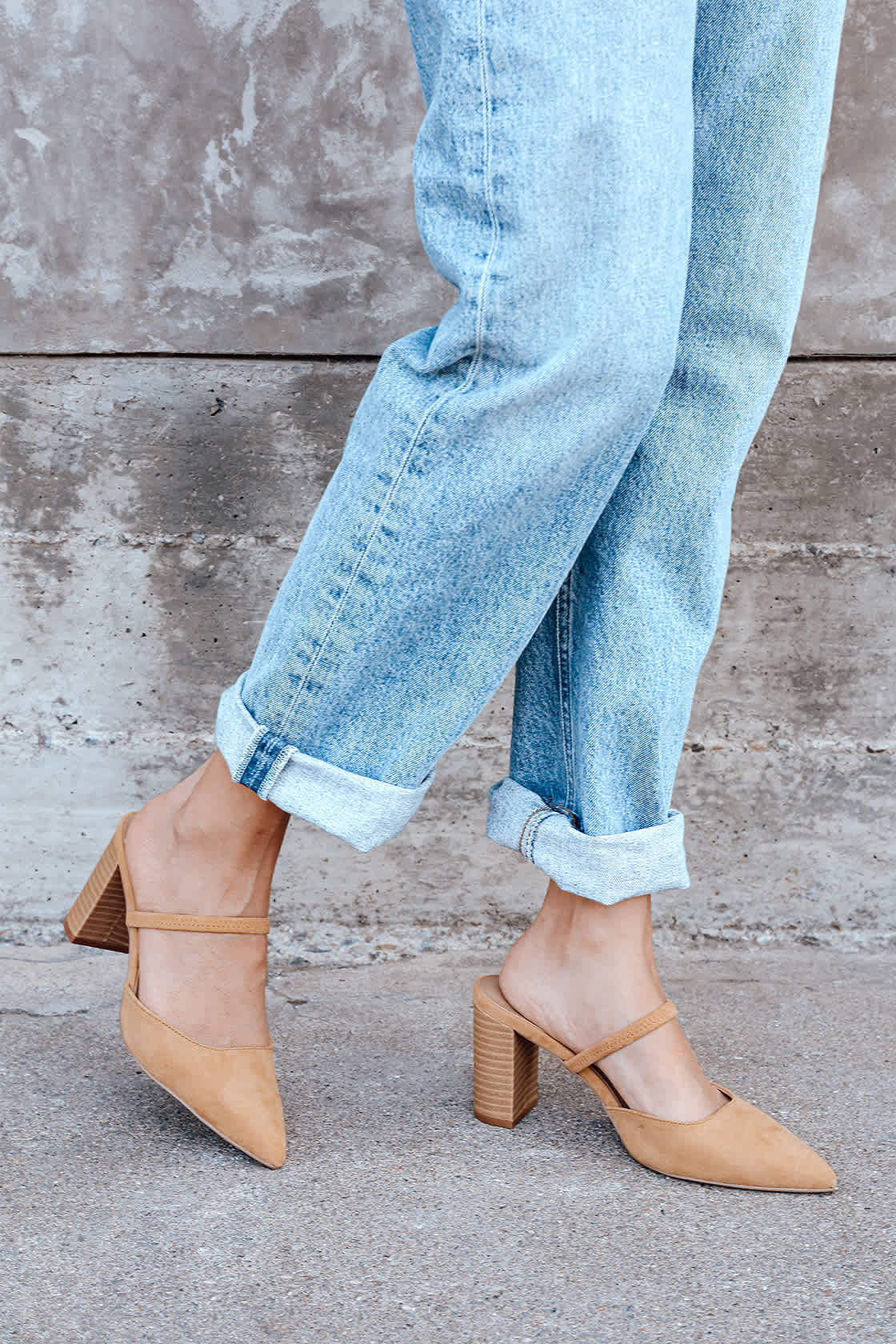 Chic Camel Mules - Blue Suede Heels - Pointed-Toe Mules - Lulus