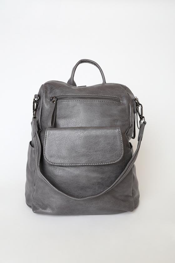 Grey Backpack - Vegan Leather Backpack - Grey Book Bag - Lulus